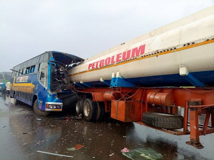 Two dead, 10 injured as Eldoret express bus hits tanker in Kikuyu ...